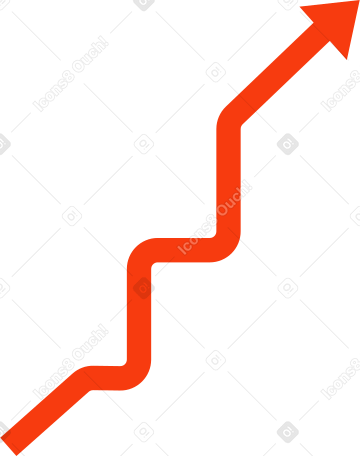 Red growth arrow on the graph Illustration in PNG, SVG