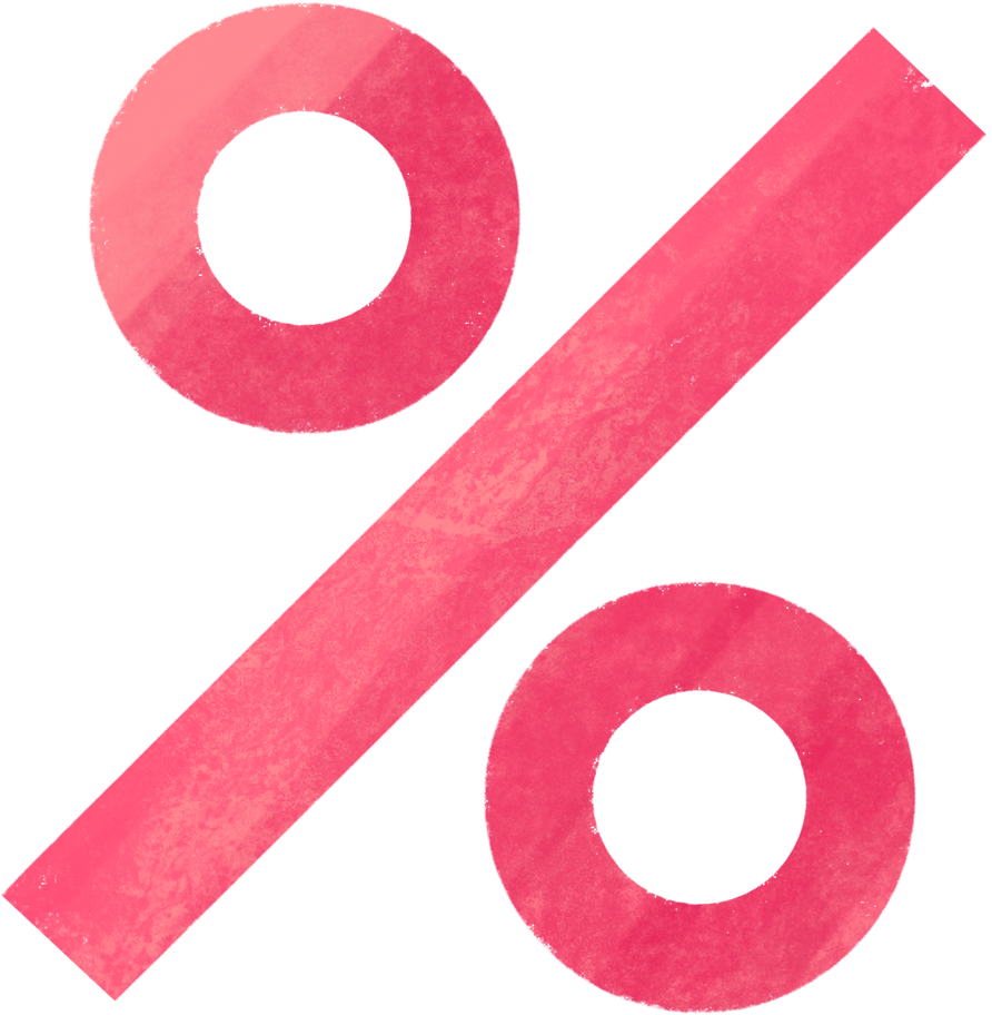 Decorative pink percent sign Illustration in PNG, SVG