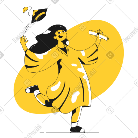 Happy graduate running with diploma PNG, SVG