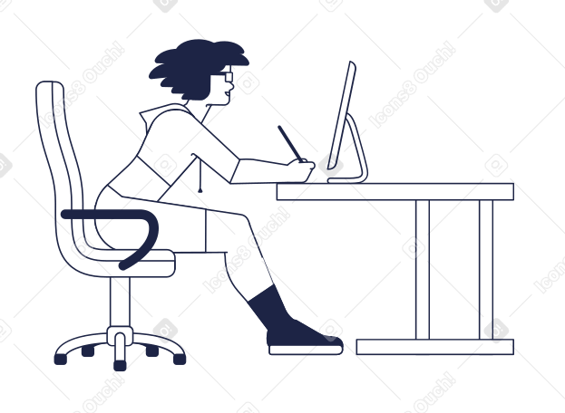 Girl working computer Illustration in PNG, SVG