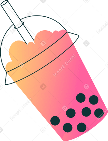 Pink boba tea Illustration in PNG, SVG
