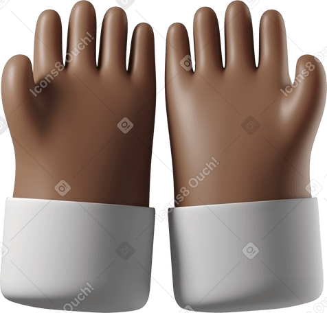 3D dark brown cupped hands Illustration in PNG, SVG