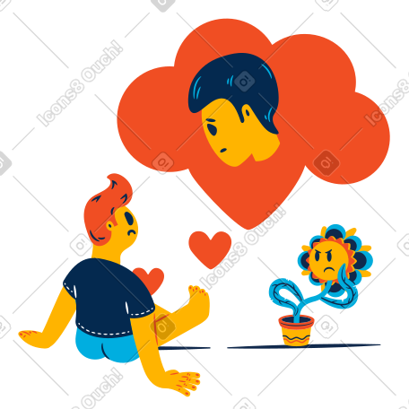Sad man missing his boyfriend PNG, SVG