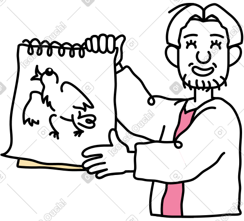 Man showing off his drawing PNG, SVG