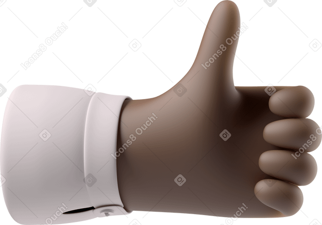 3D Black skin hand showing thumbs up Illustration in PNG, SVG