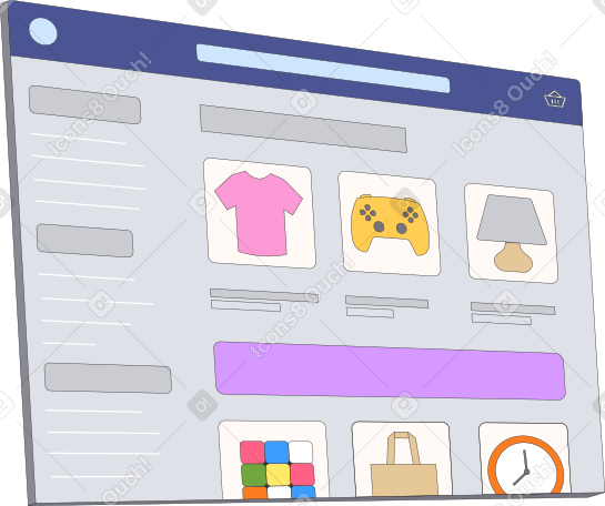 Online marketplace animated illustration in GIF, Lottie (JSON), AE