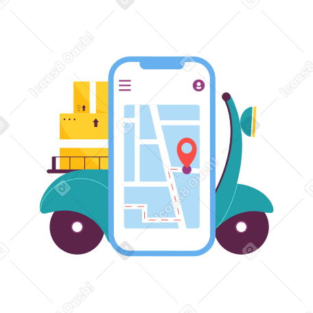 Delivery with gps navigation Illustration in PNG, SVG