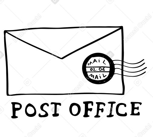 Letter with a post office stamp and lettering PNG, SVG