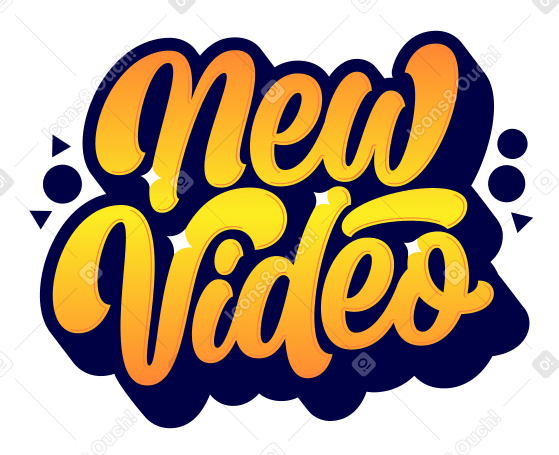 Lettering sticker new video gradient calligraphic Illustration in PNG, SVG