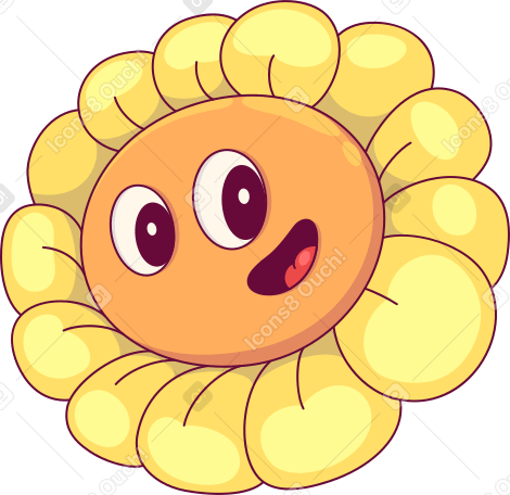 Smiling flower Illustration in PNG, SVG