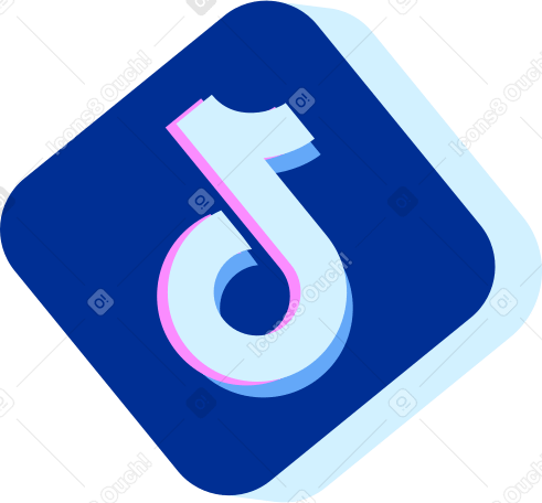 Tiktok dark blue button Illustration in PNG, SVG
