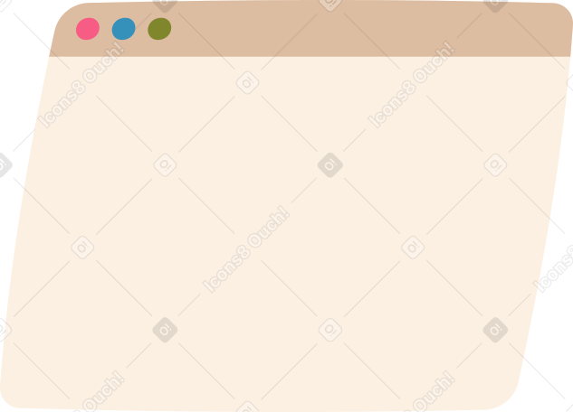 Beige browser with three buttons Illustration in PNG, SVG