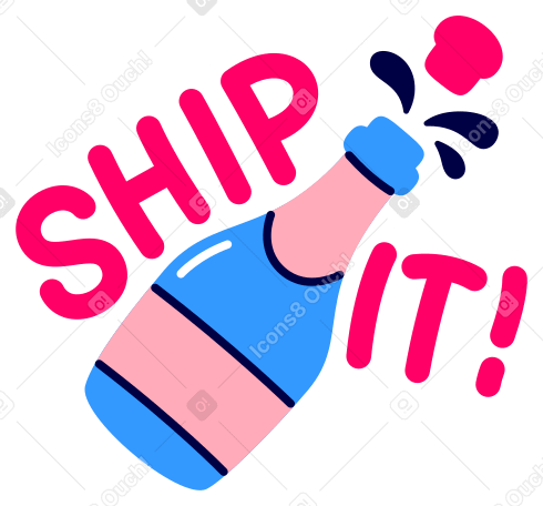 Sticker ship it! Illustration in PNG, SVG