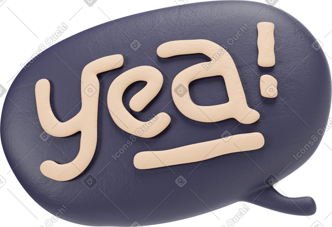 3D Black speech bubble with beige yea lettering PNG, SVG