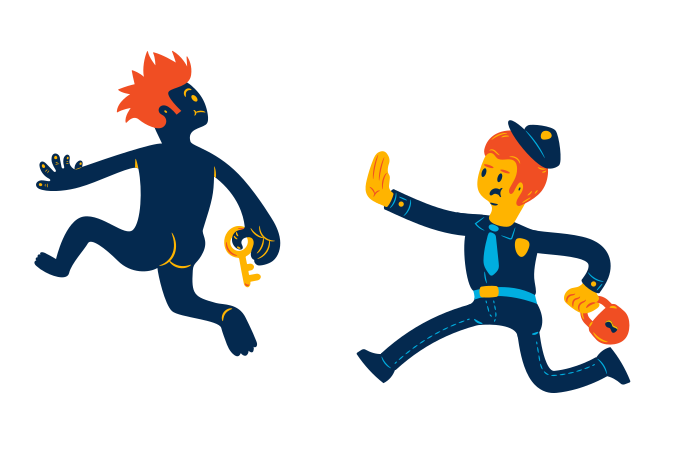Chasing the thief Illustration in PNG, SVG