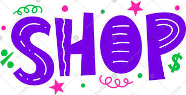 Lettering shop now with shadow and stars text PNG, SVG
