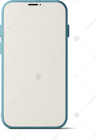 3D front view of white phone screen Illustration in PNG, SVG
