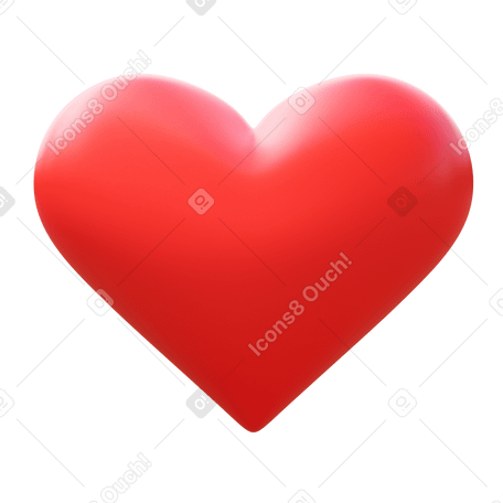 3D red heart Illustration in PNG, SVG