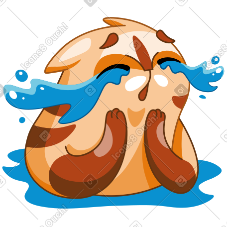 Cat crying with flowing tears PNG, SVG