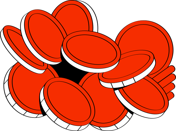 Lot of red coins Illustration in PNG, SVG