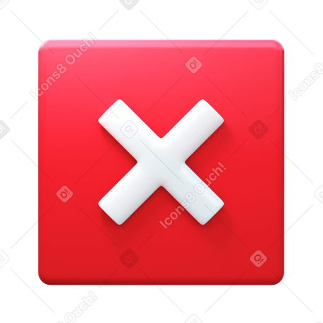 3D close window x Illustration in PNG, SVG