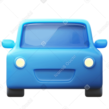 Ilustraciones 3D Carro azul en PNG y SVG