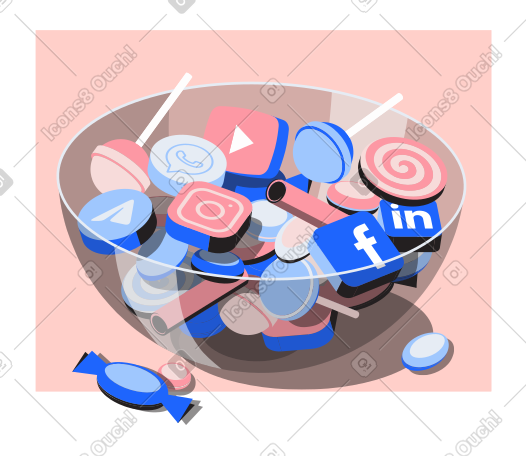 Surfing Social Media, candy bowl PNG, SVG