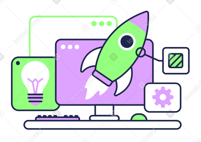 Startup launch and business idea animated illustration in GIF, Lottie ...