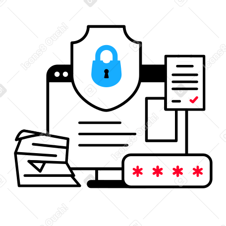 Secure electronic document management Illustration in PNG, SVG