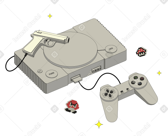 PlayStation Classic with controller and guncon from 1990s PNG, SVG