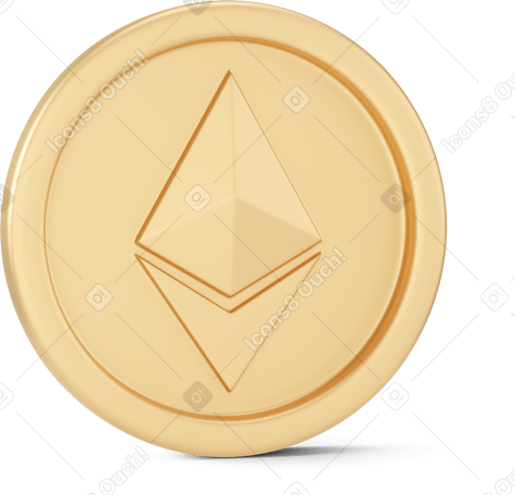 3D standing ethereum coin front Illustration in PNG, SVG 3D standing ethereum coin front Illustration in PNG, SVG