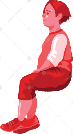 Chubby boy sitting side view Illustration in PNG, SVG