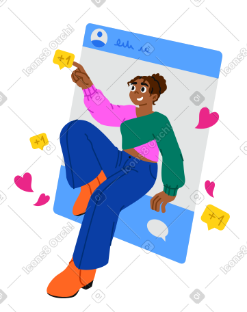 Woman getting likes on social media animated illustration in GIF ...
