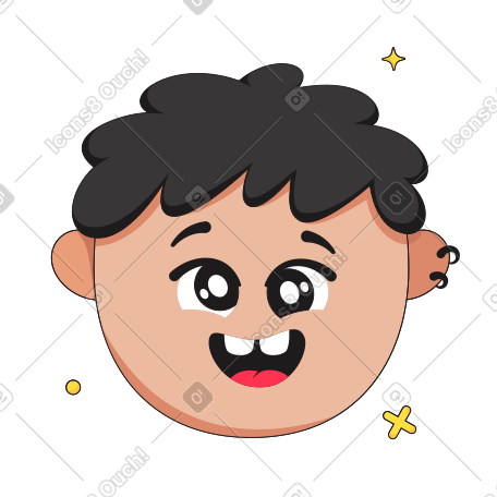 Goofy boy with zany face PNG, SVG