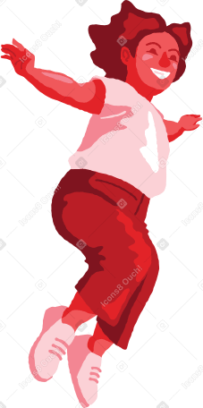 Chubby girl jumping side view Illustration in PNG, SVG