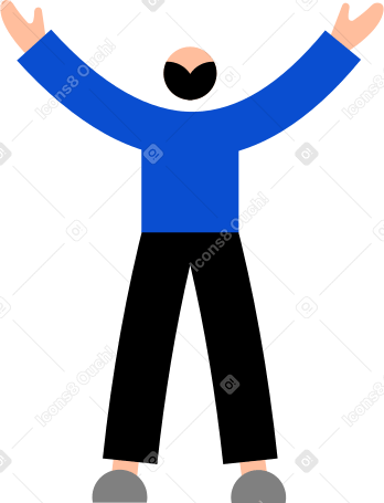 Young man looking up with his hands up PNG, SVG
