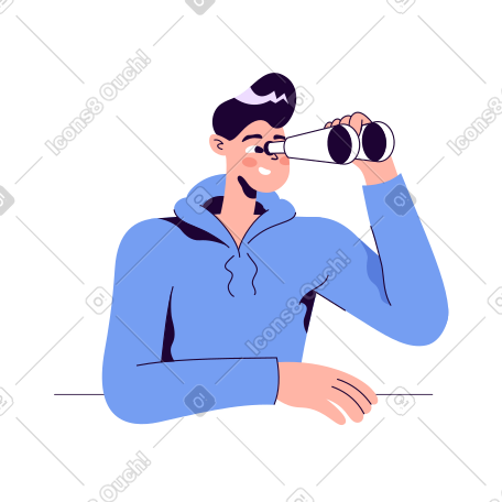 Man looks through binoculars PNG, SVG