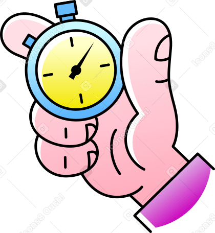 Hand with clock stopwatch Illustration in PNG, SVG