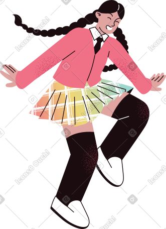 Girl jumping on one leg PNG, SVG