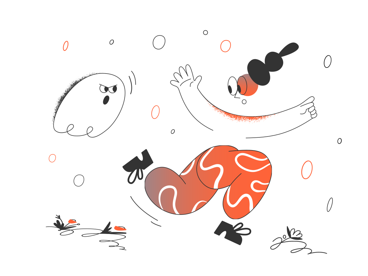 Running from ghost Illustration in PNG, SVG