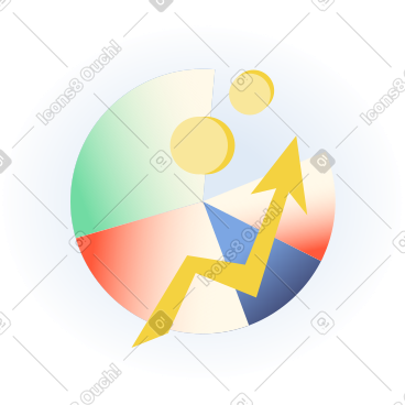 Pie chart and arrow icon PNG, SVG