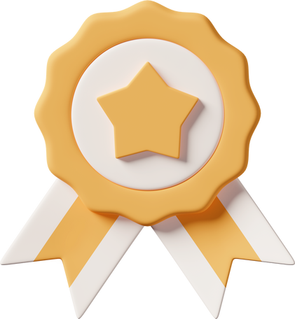 Reward badge with star and two ribbons Illustration in PNG, SVG
