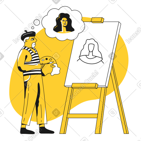 Artist drawing a portrait from memory PNG, SVG