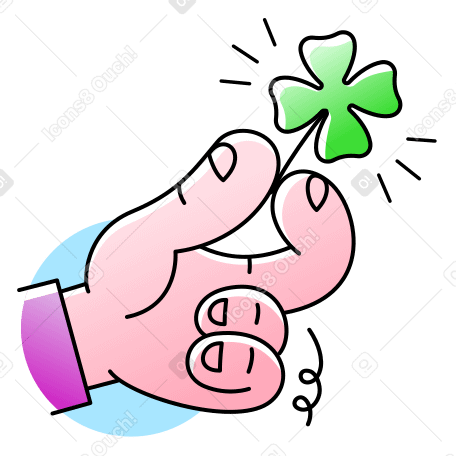 Hand with clover Illustration in PNG, SVG