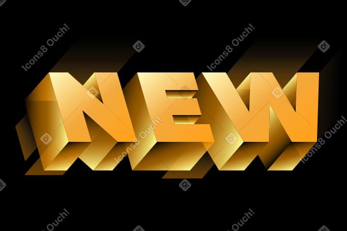 Text new in 3D gradient style PNG, SVG