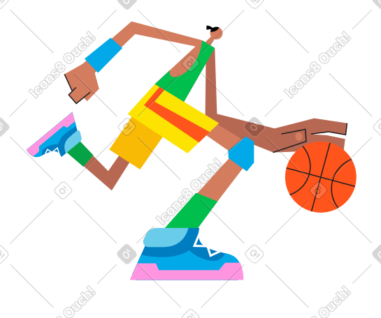 Male basketball player running with ball animated illustration in GIF ...
