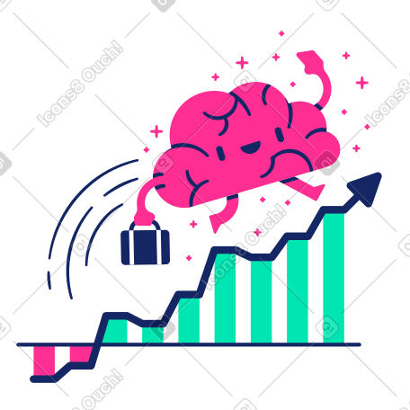 Improving intelligence with brain climbing ladder animated illustration ...