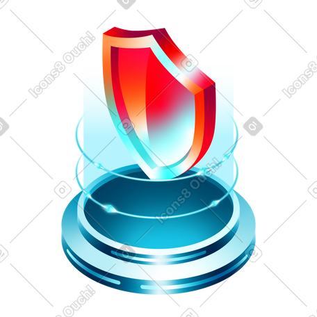 Data protection or internet security with shield animated illustration ...