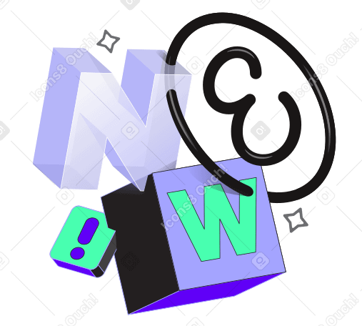 Lettering New with exclamation mark and stars text PNG, SVG