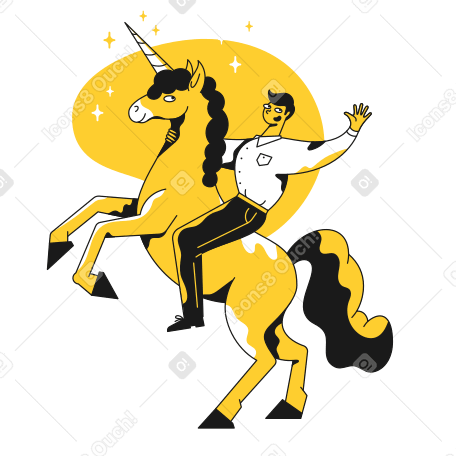Guy riding a unicorn Illustration in PNG, SVG